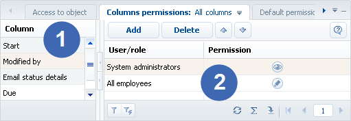 The [Columns permissions] detail of the [Object permissions] section.